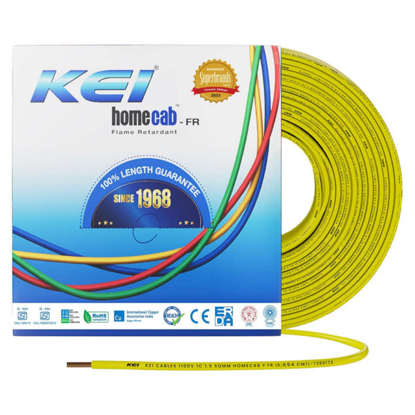 Buy KEI HomeCab FR Unsheathed Single Core Flexible Cable PVC Insulated 6Sq.mm 90Meter Online at ...