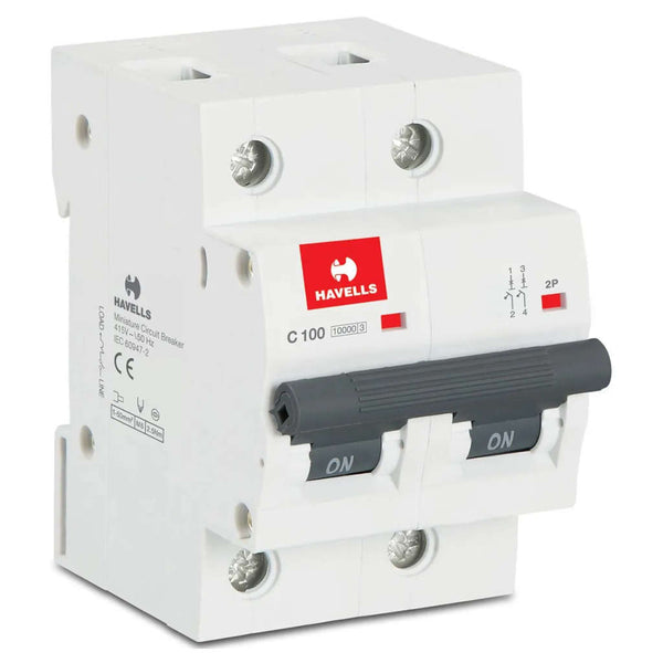 Buy Havells Higher Rating C Curve Double Pole MCB 100A DHMJCDPF100 Online at Bestomart ...