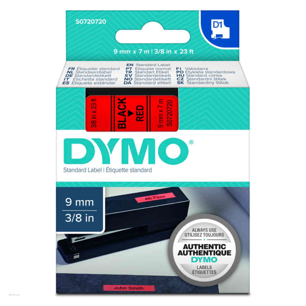 Buy Dymo S0720720 D1 Label Tape Black On Red 9mm X 7m 40917 Online at ...