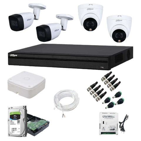 Buy Dahua Wired Full HD 2MP Dome 2MP Bullet Camera And 4CH DVR CCTV Combo Kit Online at ...