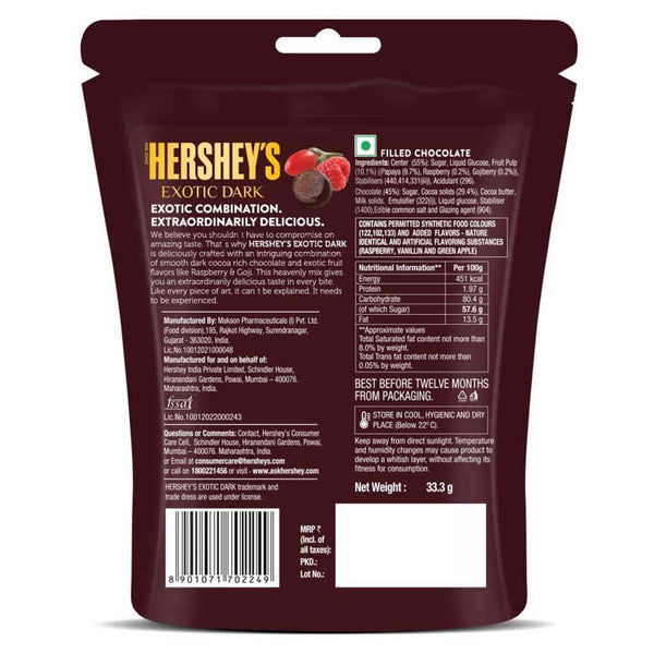 Buy Hersheys Exotic Dark Raspberry & Goji Flavour Chocolate 33.3g ...