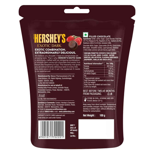 Buy Hersheys Exotic Dark Raspberry & Goji Flavour Chocolate 100g Online ...