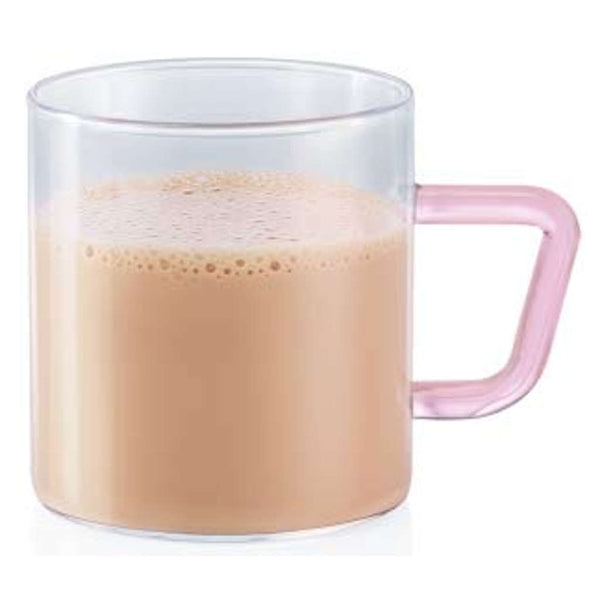 Buy Borosil Vision Glass Mug With Pink Handle Set Of 6 Pcs 190 ml ...
