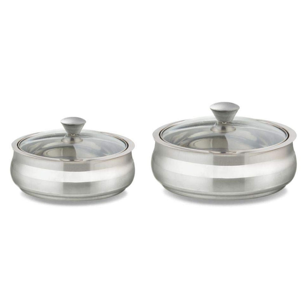 Buy Borosil Servefresh Stainless Steel Handi Server Casserole Set Of 2 ...